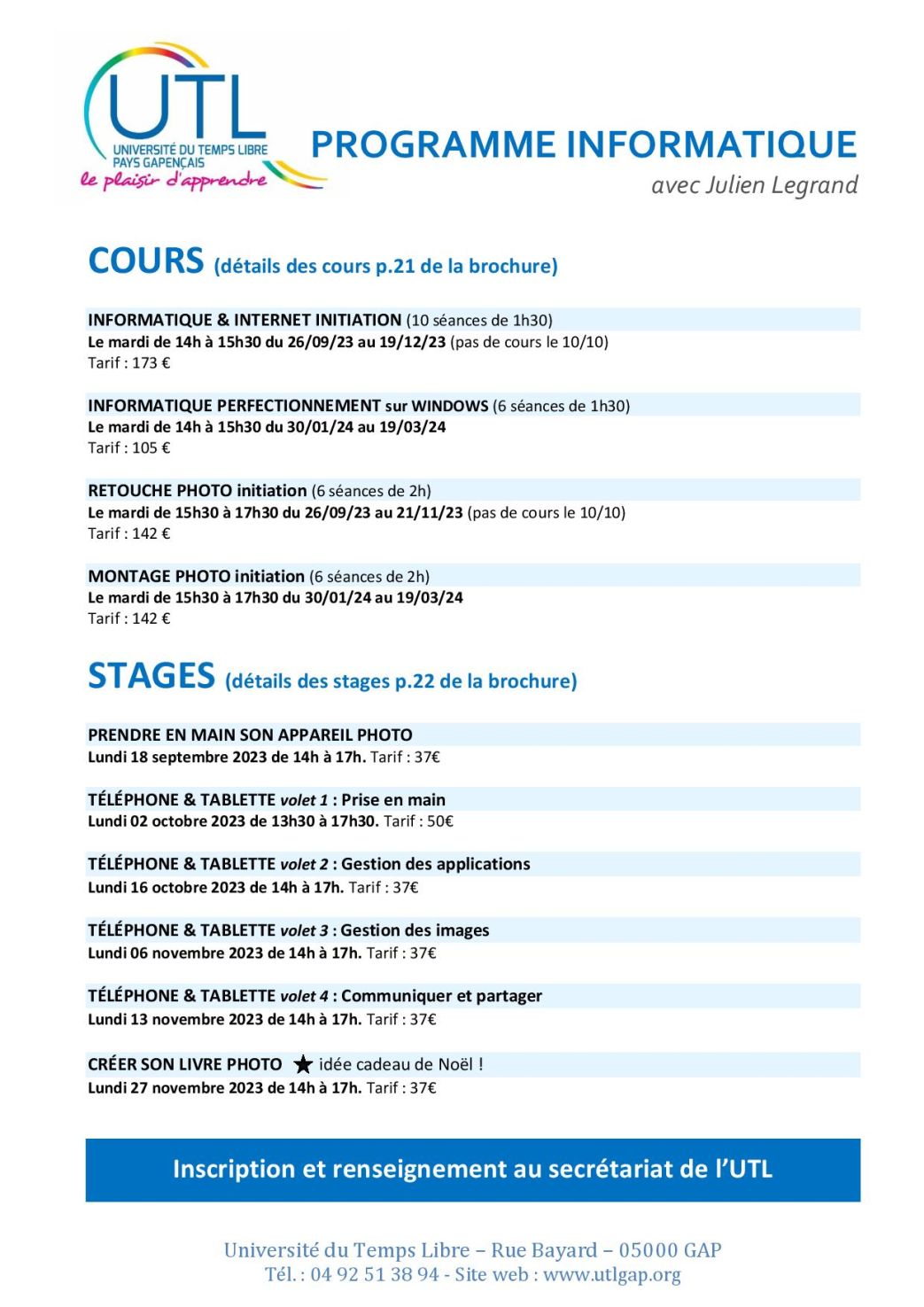 Université du Temps Libre du Pays Gapençais - Informatique et internet